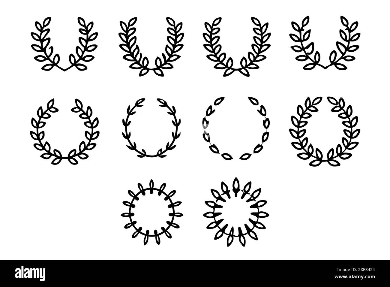 wreath monogram Line Stylized Drawing Compilation Stock Vector Image ...