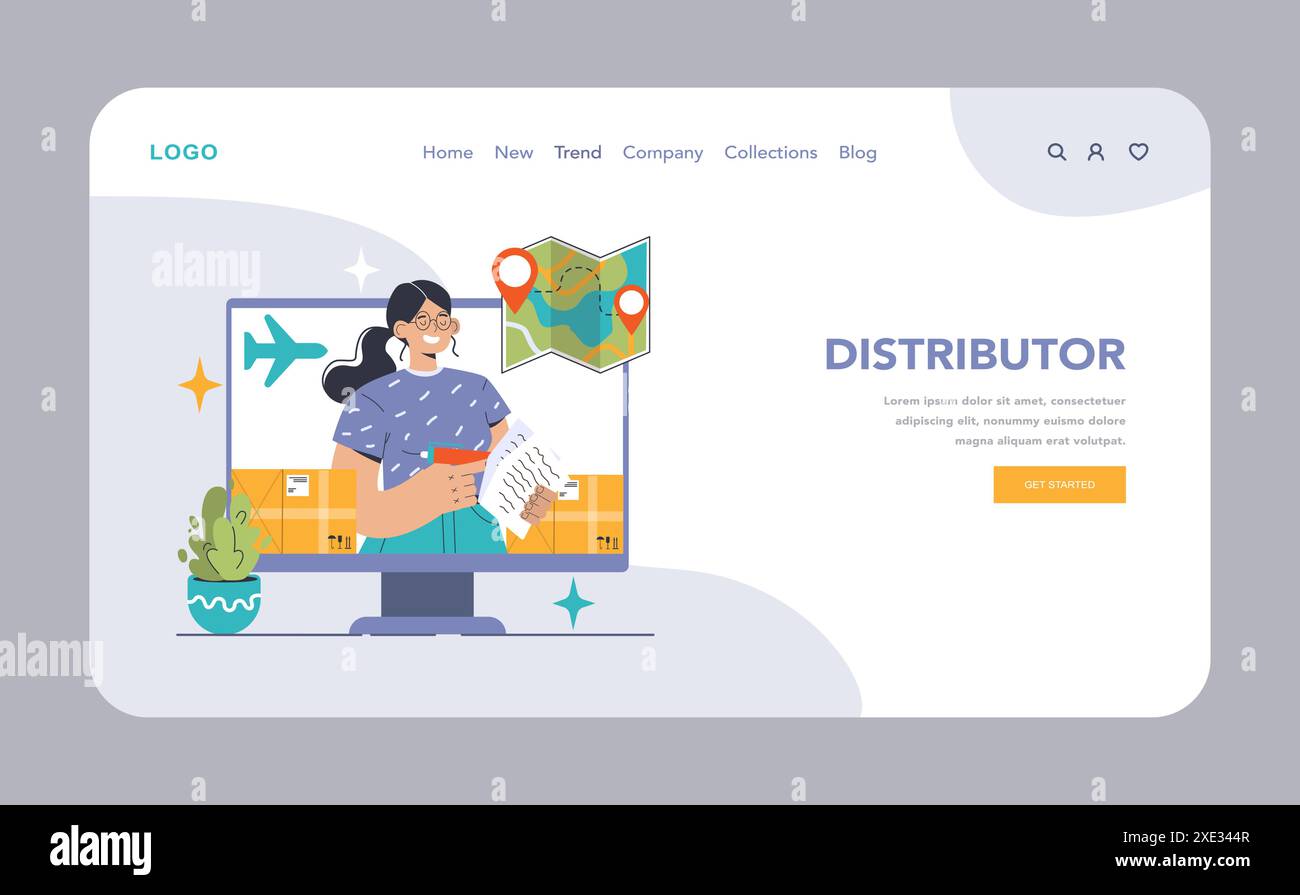 Distributor concept. Efficient woman managing logistics, monitoring ...