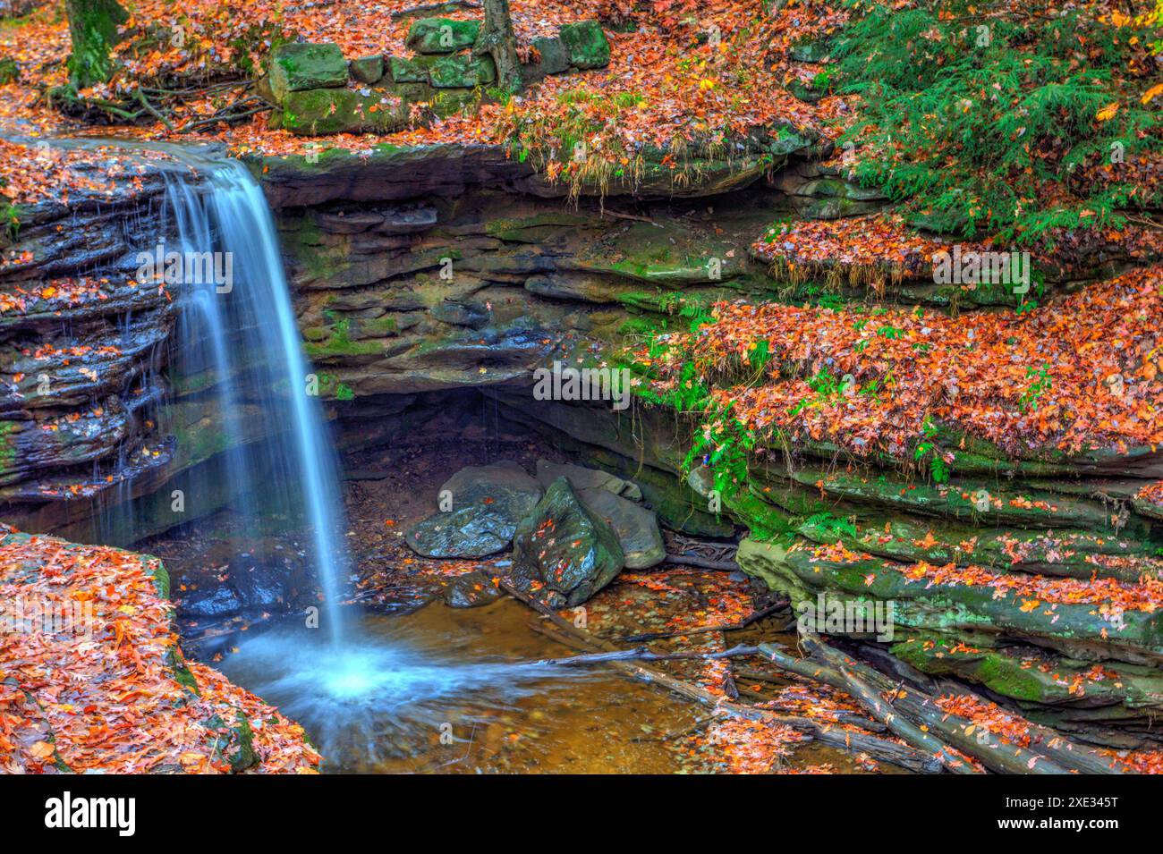 Dundee Falls in Autumn, Beach City Wilderness Area, Ohio Stock Photo ...