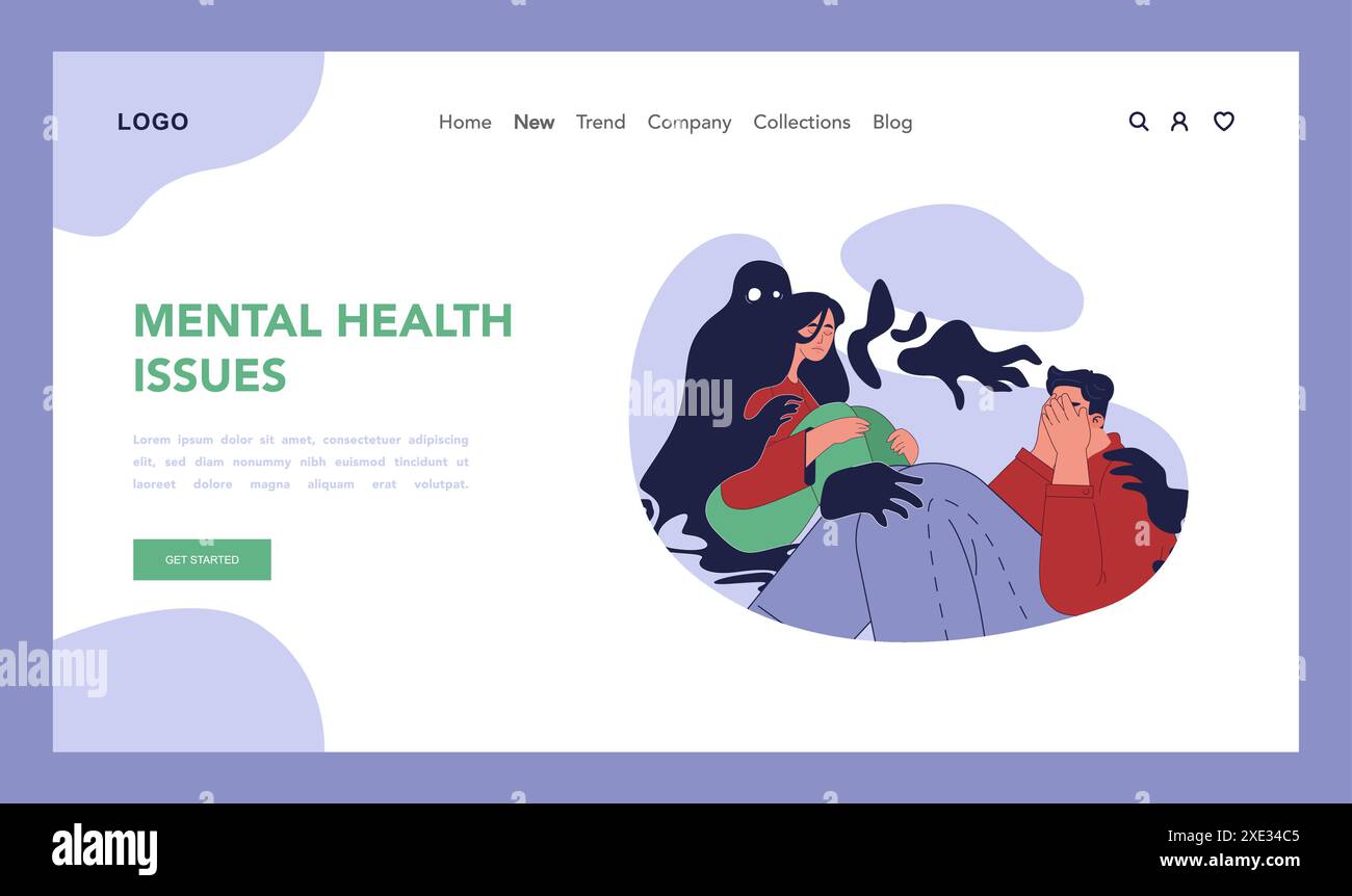 Mental health issues concept. Man and woman overwhelmed by dark shadows ...