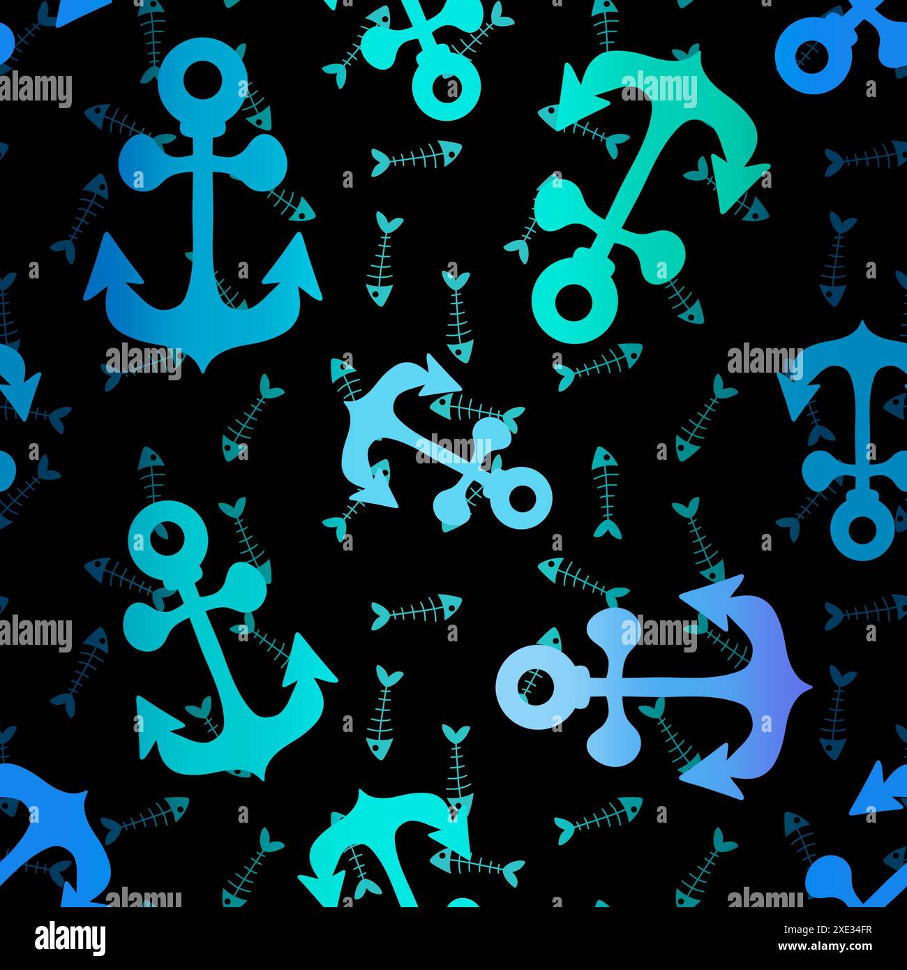 Summer sea anchors seamless pattern for fabrics and clothes and ...