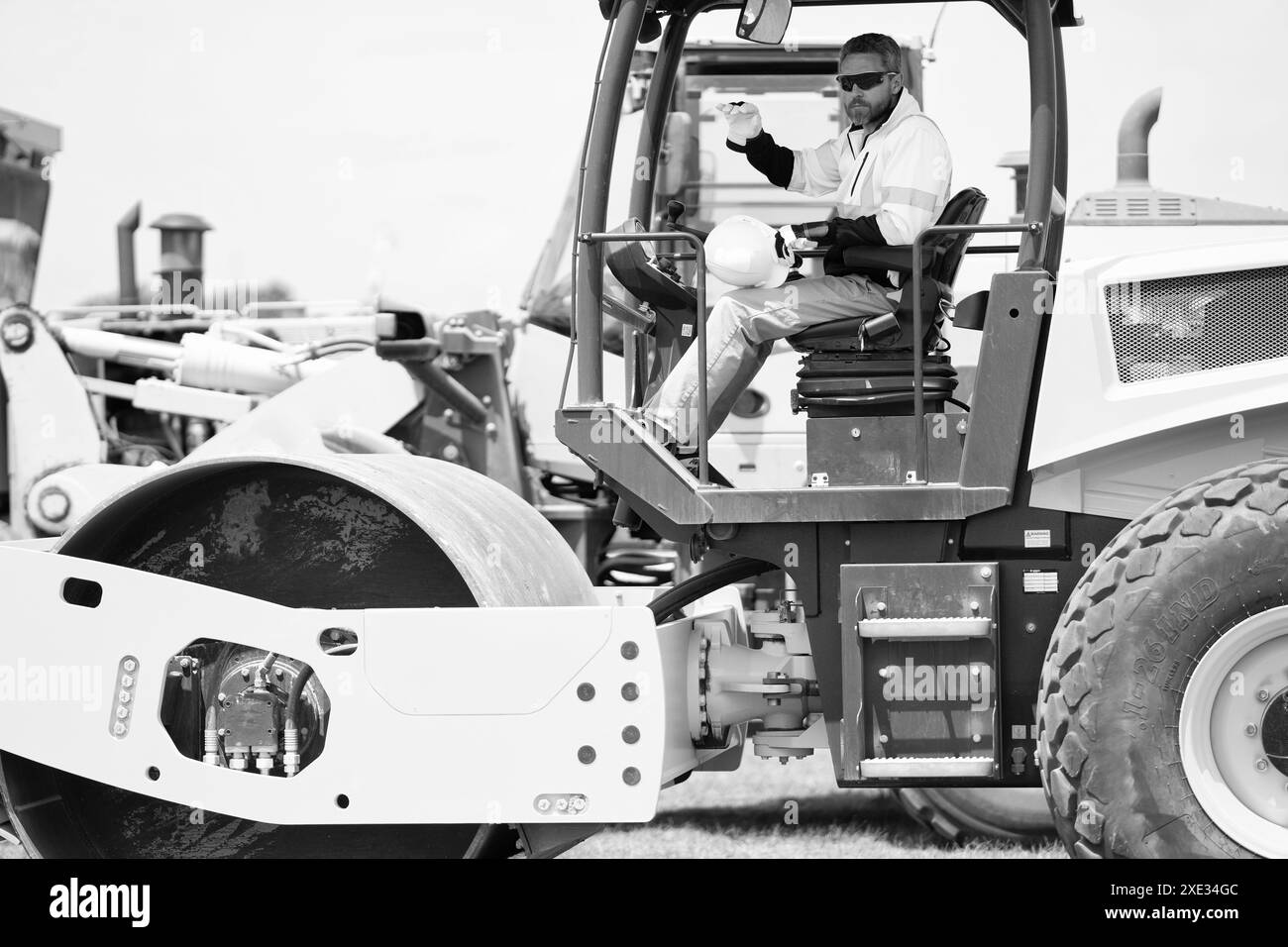 construction worker man used construction heavy machine equipment on ...