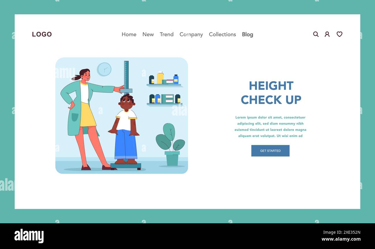 Pediatric height measurement. Nurse measures young child growth against ...