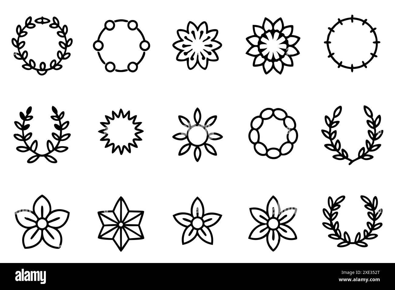 Floral Wreath Line Art Modern Collection Stock Vector Image & Art - Alamy