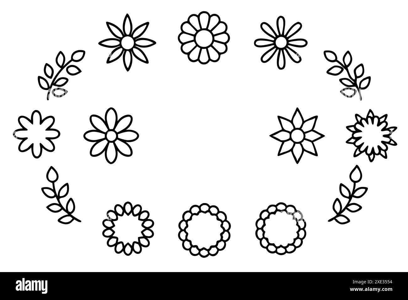 Floral Wreath Line Art Minimalist Masterpieces Stock Vector Image & Art ...