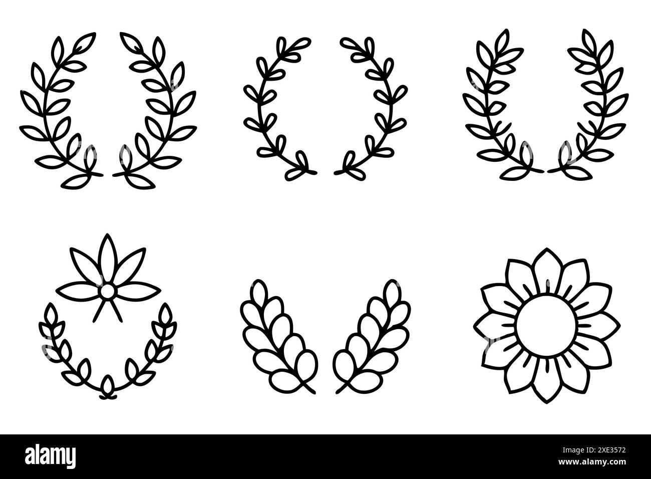 Floral Wreath Line Art Creative Illustrations Stock Vector Image & Art ...