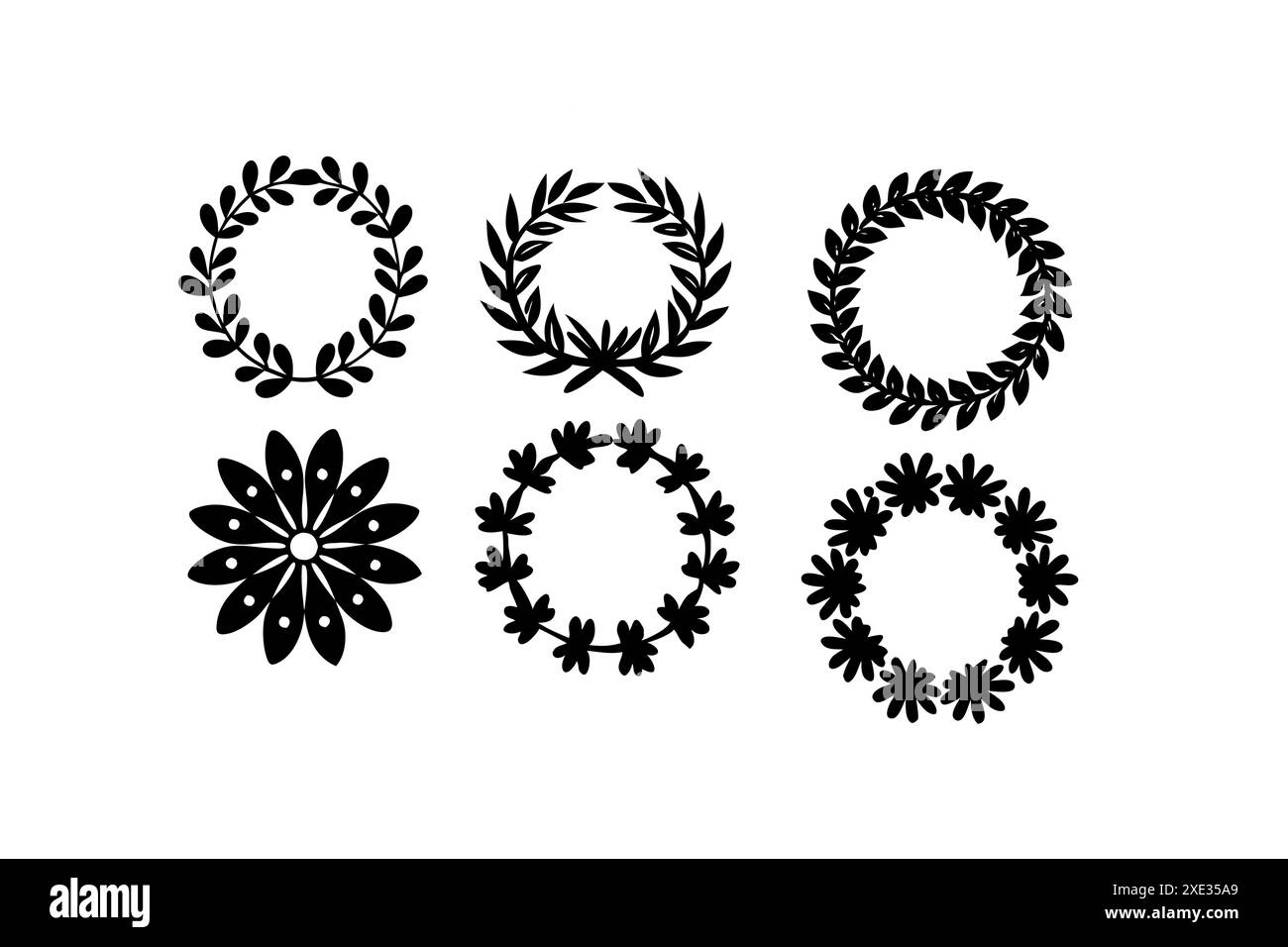 Floral Wreath Line Art Elegant Designs Stock Vector Image & Art - Alamy