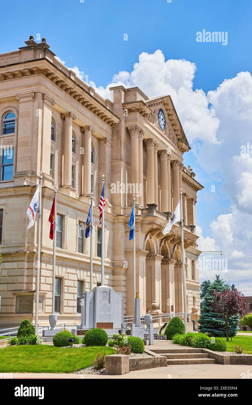Grand Neoclassical Courthouse Flags Front View Stock Photo - Alamy