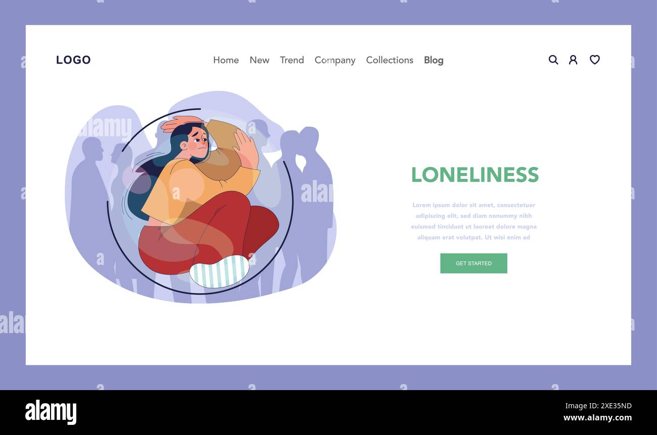 Loneliness concept. Young woman in despair amidst faceless figures ...