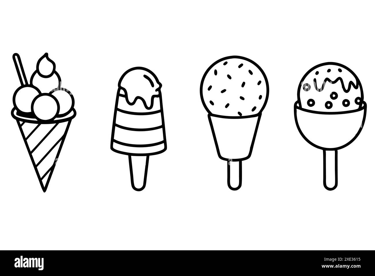 Ice Cream Line Art of Delicate Set Stock Vector Image & Art - Alamy