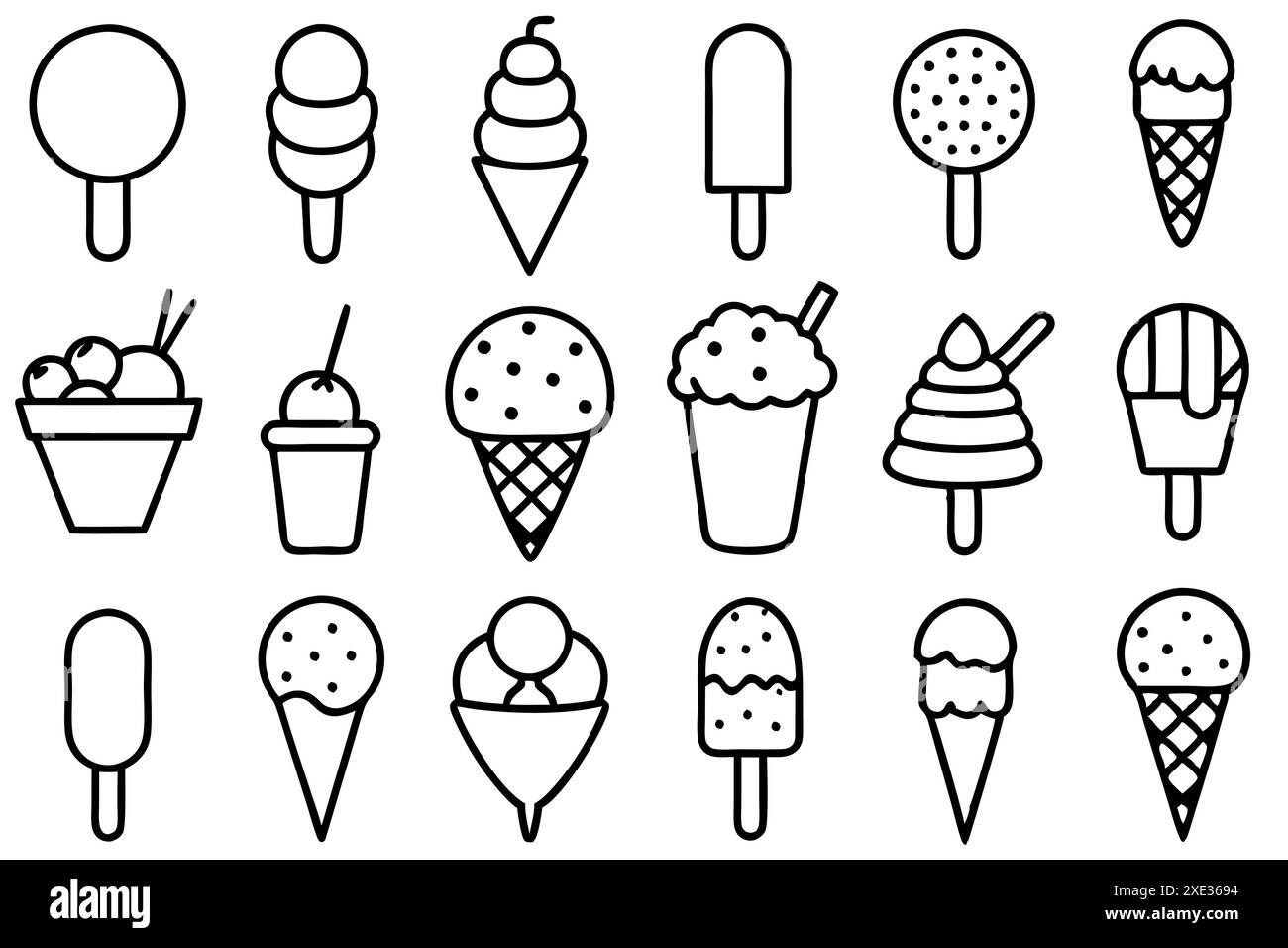Ice Cream Line Art Minimalist Masterpieces Stock Vector Image & Art - Alamy