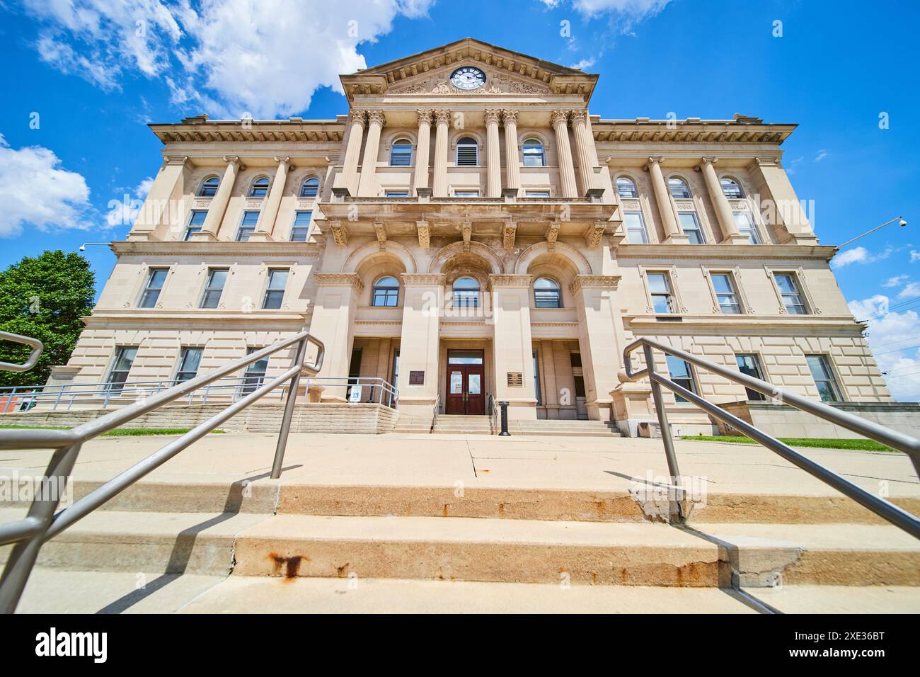 Neoclassical Courthouse Facade with Corinthian Columns Low Angle View ...