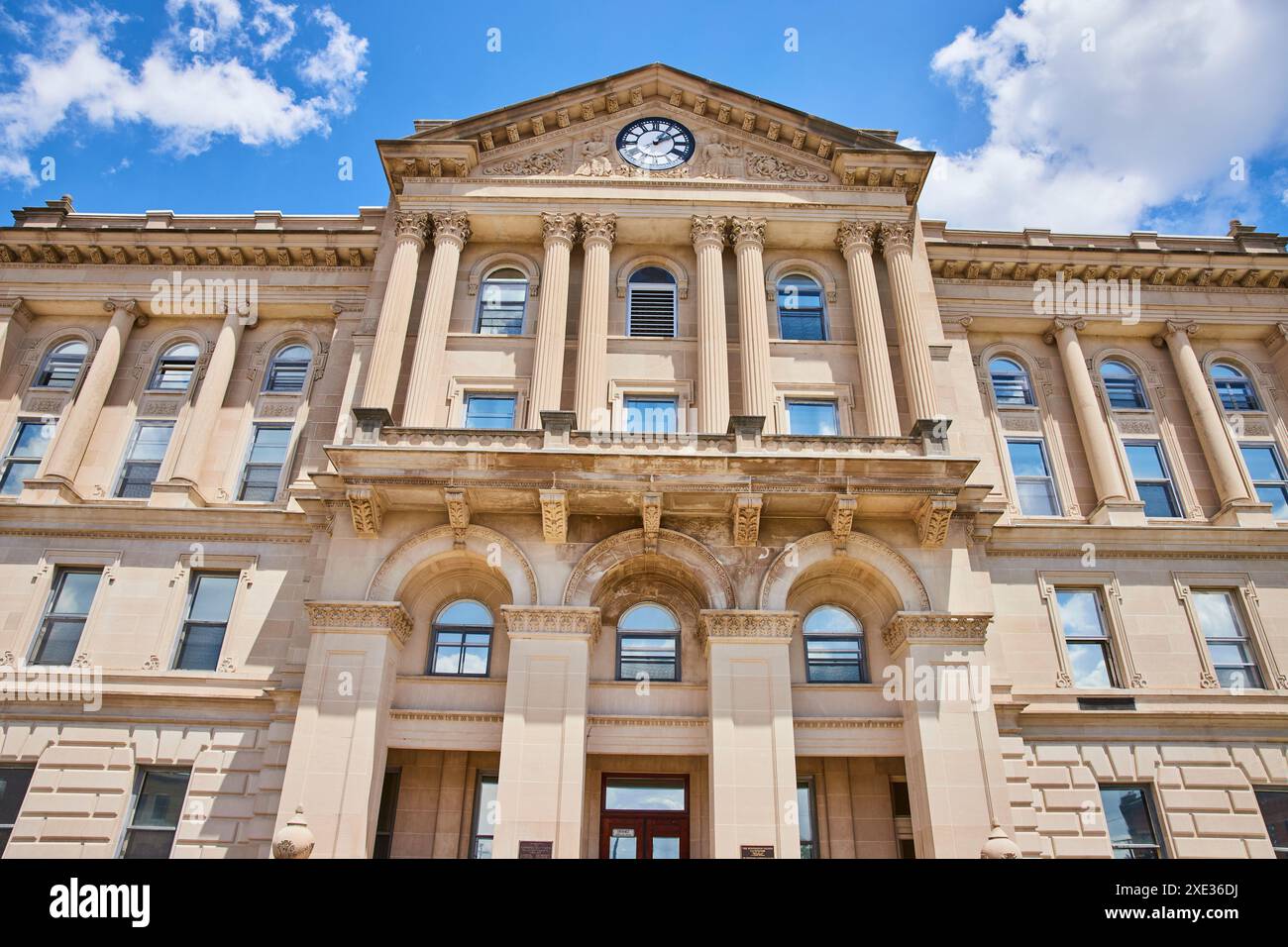 Huntington County Courthouse Facade with Corinthian Columns on Sunny ...
