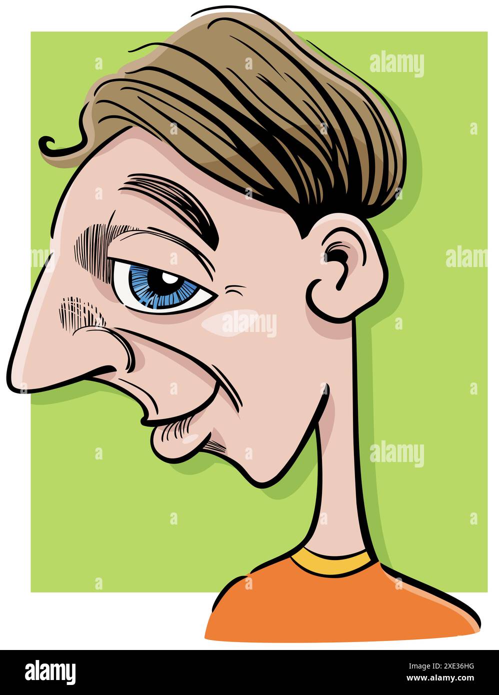 Funny young man caricature drawing illustration Stock Photo - Alamy