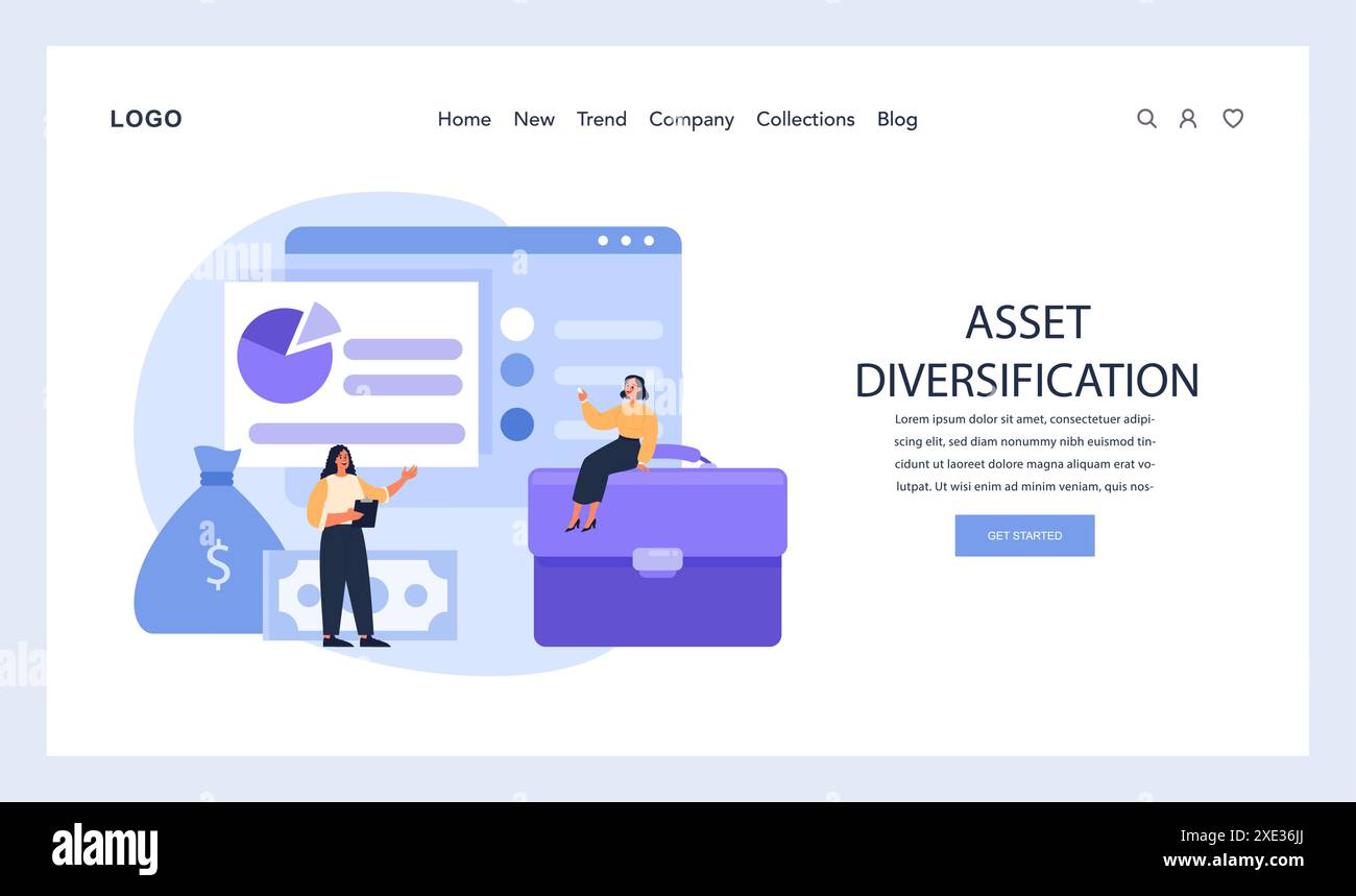 Asset Diversification web or landing. Displaying the strategic spread ...