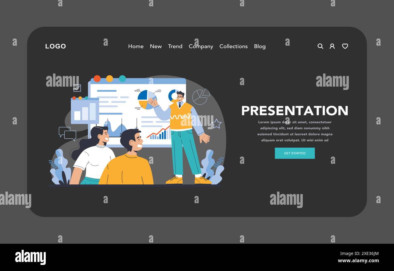 Presentation night or dark mode web or landing page. Interactive and ...