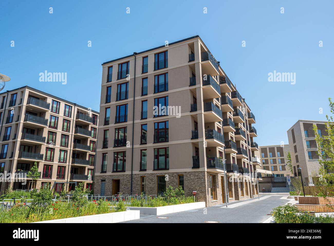 Modern apartment buildings in a housing development area in Potsdam ...