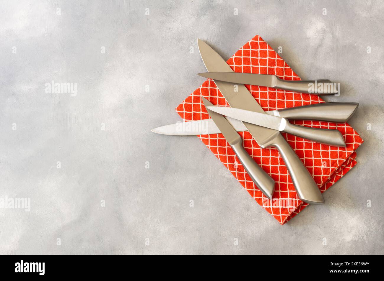 Casting steel various chef knife, Set of modern sharp kitchen knives on ...