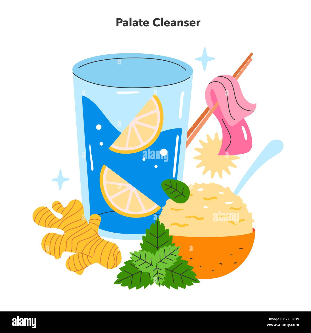 Flavor Reversal concept. A refreshing glass of lemon water, pickled ...