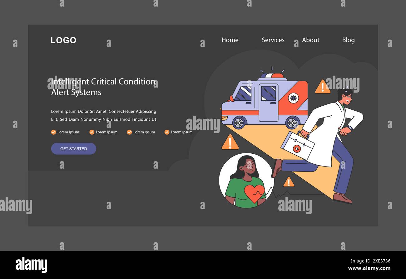 Intelligent Critical Condition Alert Systems concept. Emergency ...