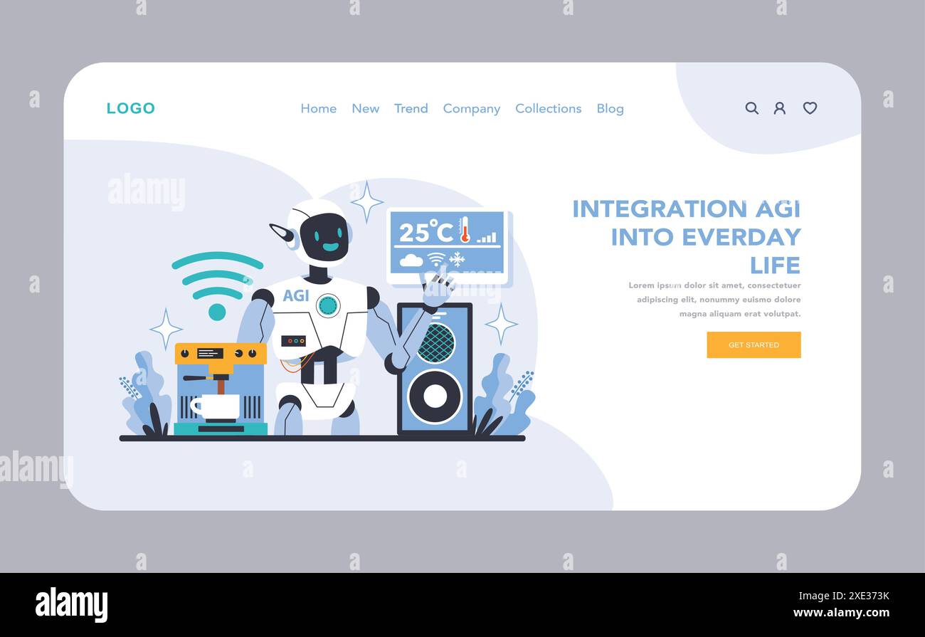 AGI web or landing page. Home automation with smart robots for an enhanced lifestyle. AI ...