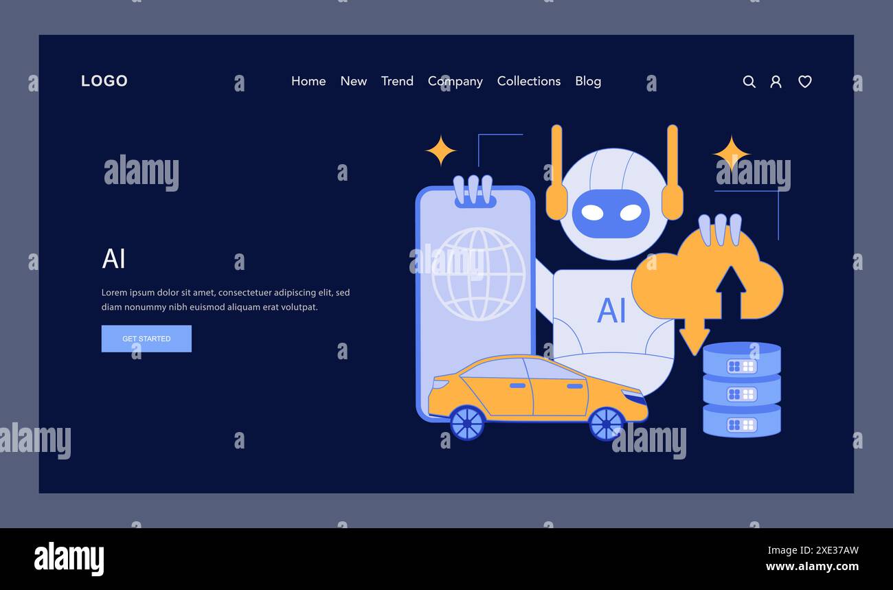 Artificial intelligence concept. A humanoid robot interfacing with ...