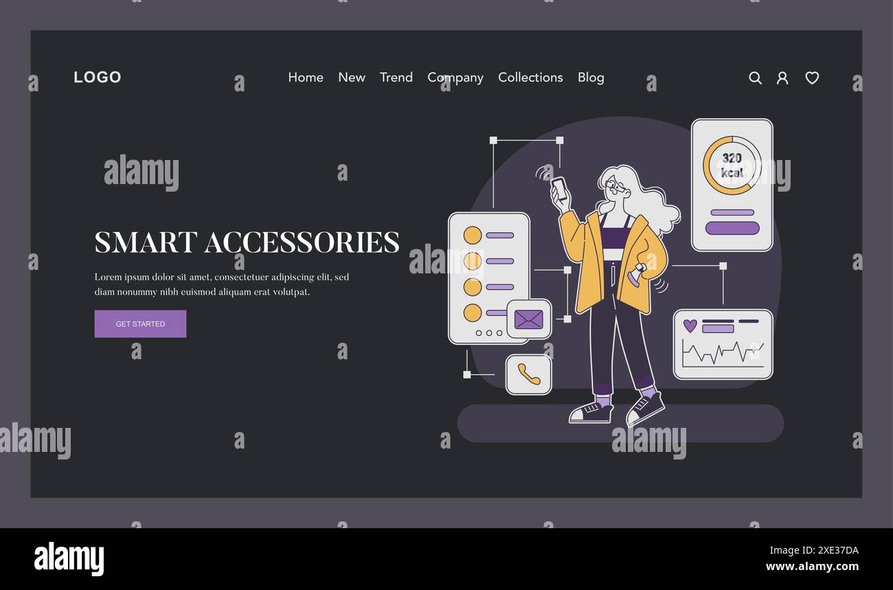 Fashion tech concept. Woman interacts with wearable technology and ...