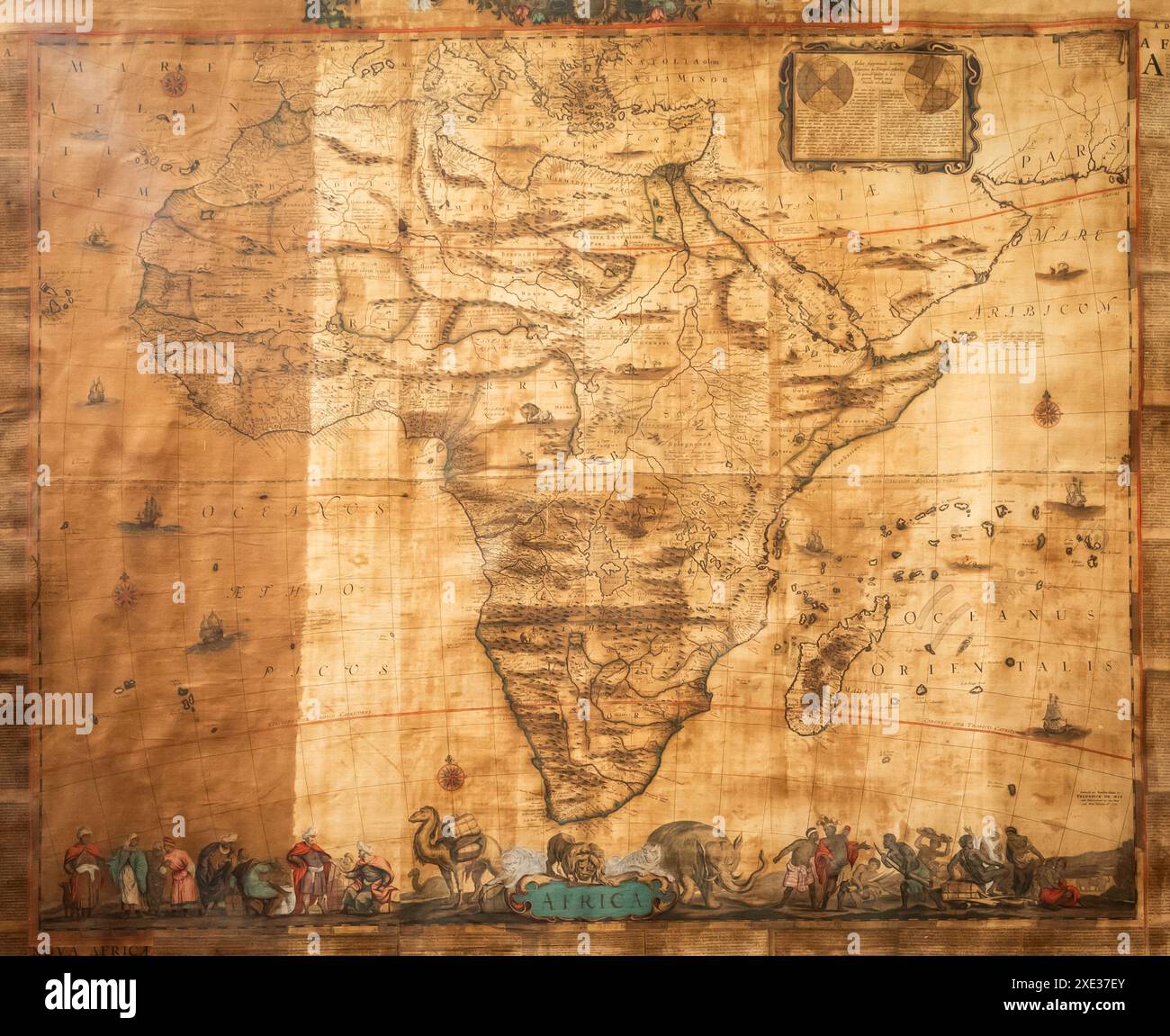 Authentic antique map shows Africa known to Europeans in the mid 17-th ...