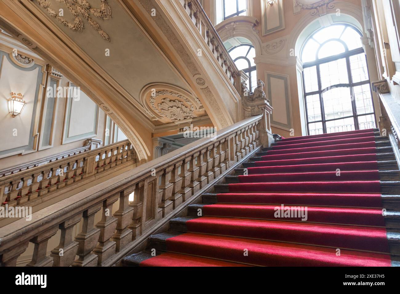 Turin, Italy - Palazzo Barolo staircase. Luxury palace with old baroque ...
