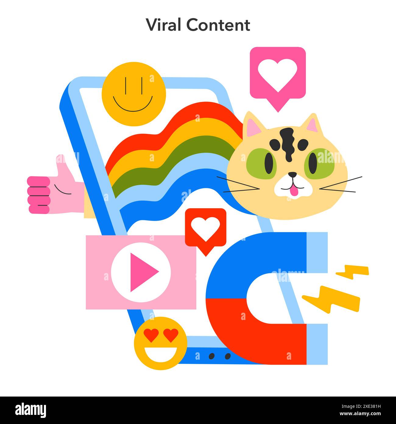 Viral Content concept. A captivating illustration showing the impact of ...