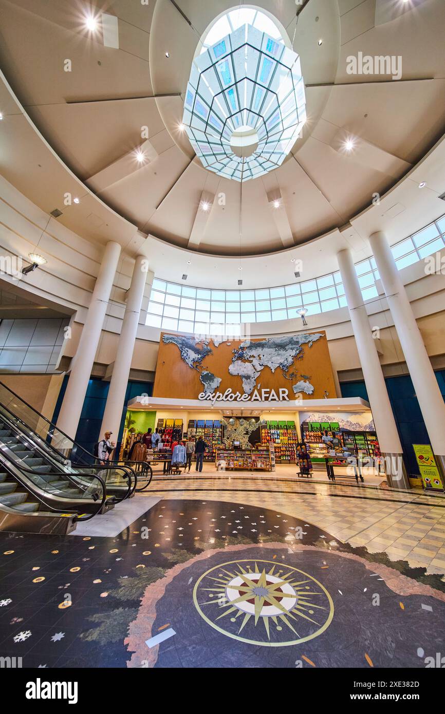 Modern Skylight and Explore AFAR Store in Mall Low Eye-Level ...