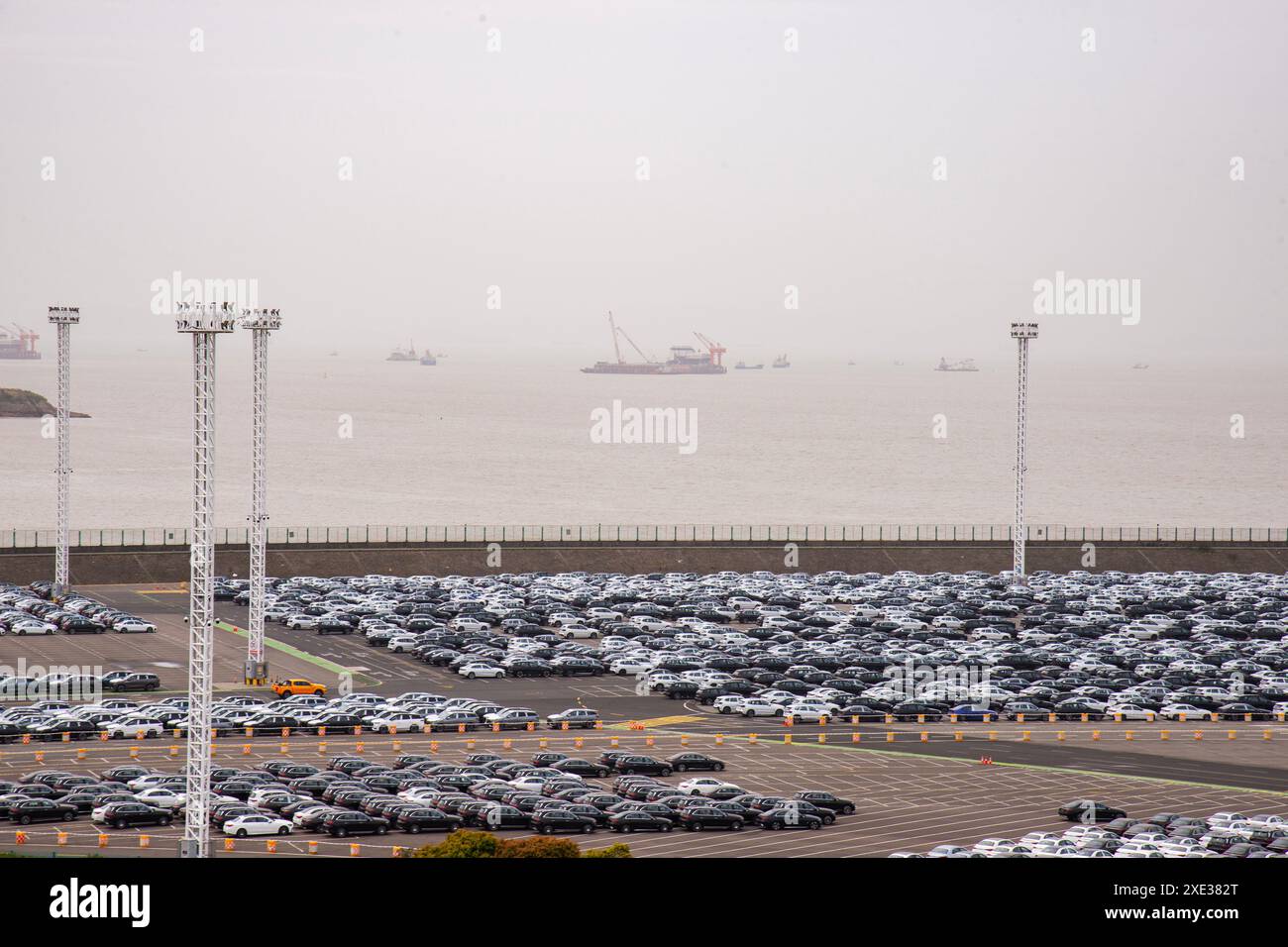 NINGBO, CHINA - APRIL 19, 2024 - Geely cars are prepared for export at ...