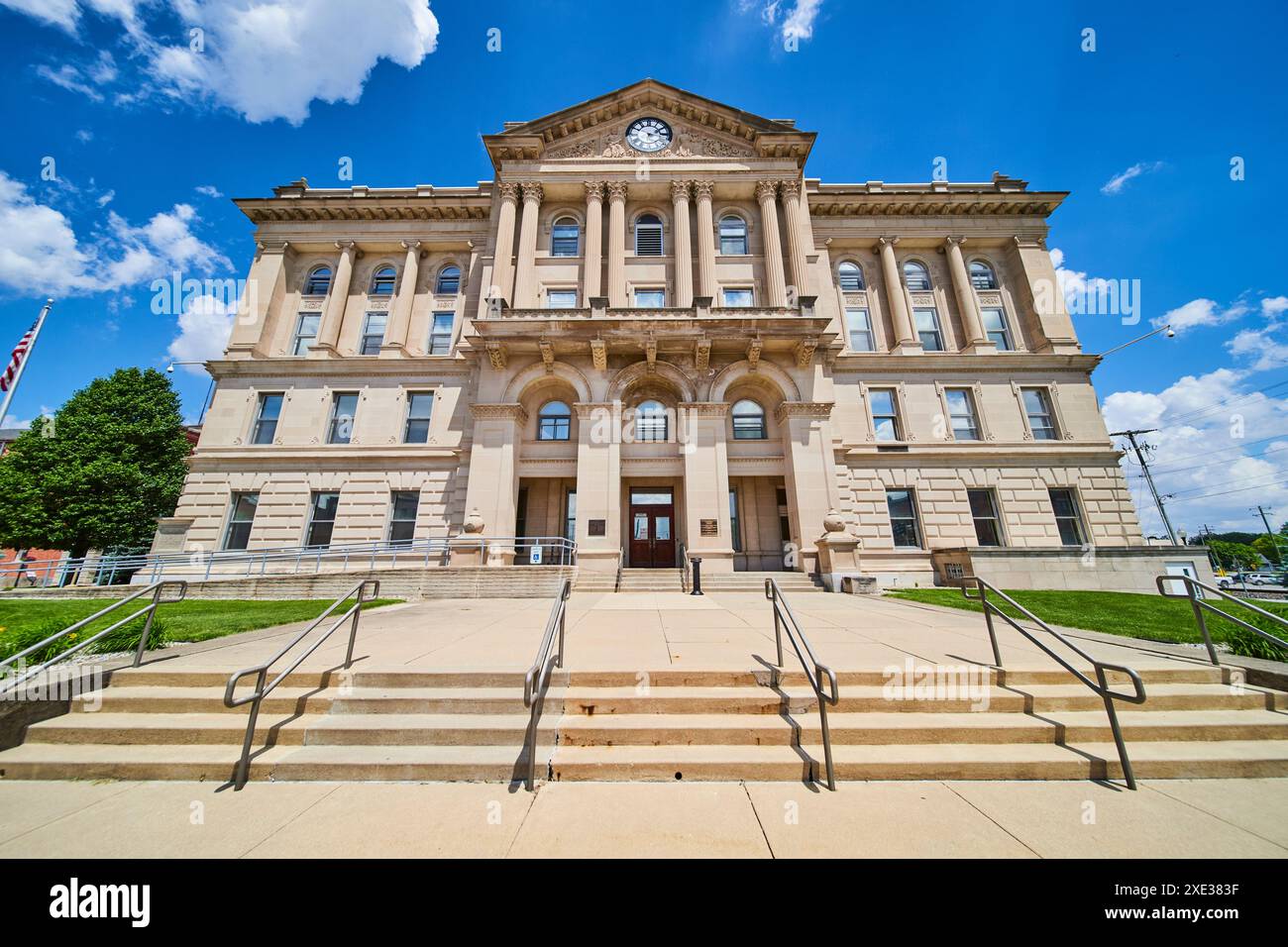Neoclassical Courthouse Facade with Corinthian Columns Upward ...