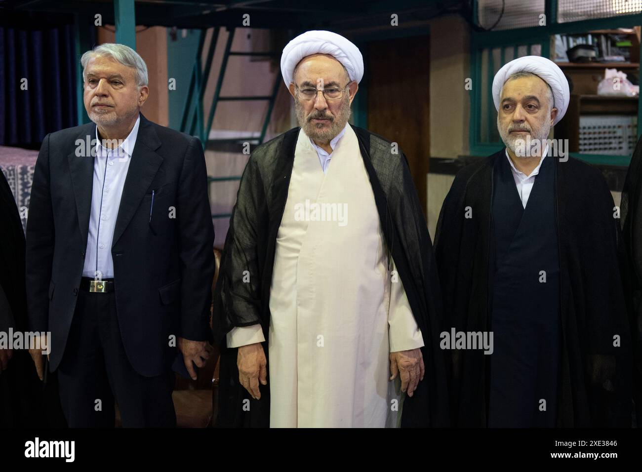 Tehran, Iran. 24th June, 2024. Ali Younesi (C), the former Minister of ...