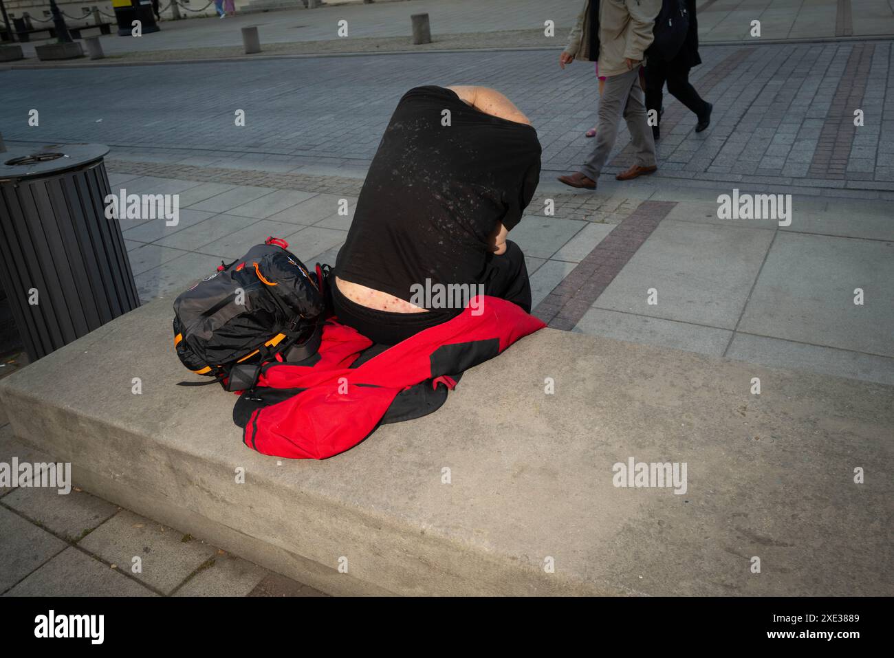 Warsaw, Mazowiecka, Poland. 25th June, 2024. A homeless man is seen ...
