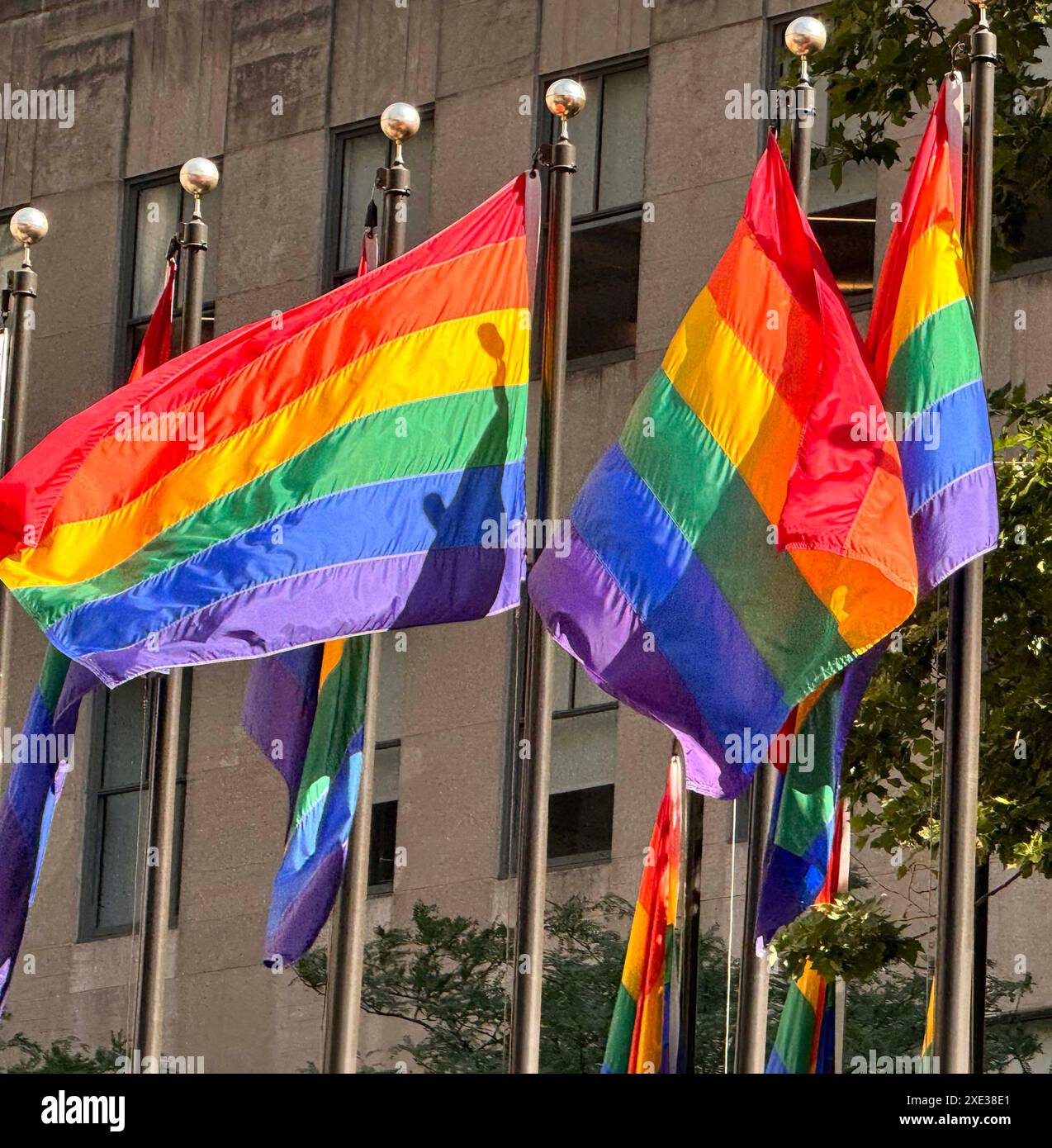 New York, New York, USA. 25th June, 2024. Pride flags seen on display ...