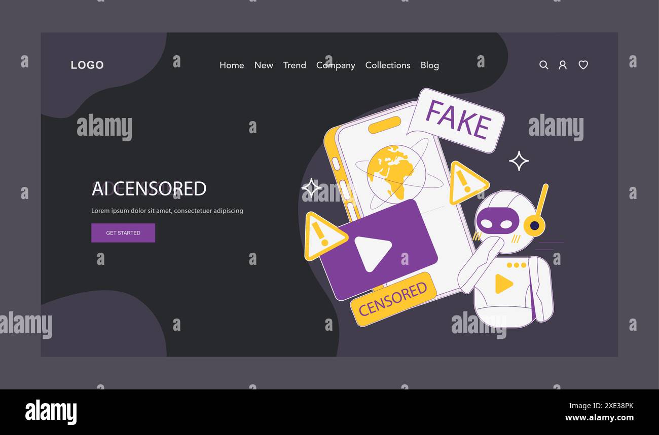 AI Video Creation concept. An autonomous robot marks content as fake ...