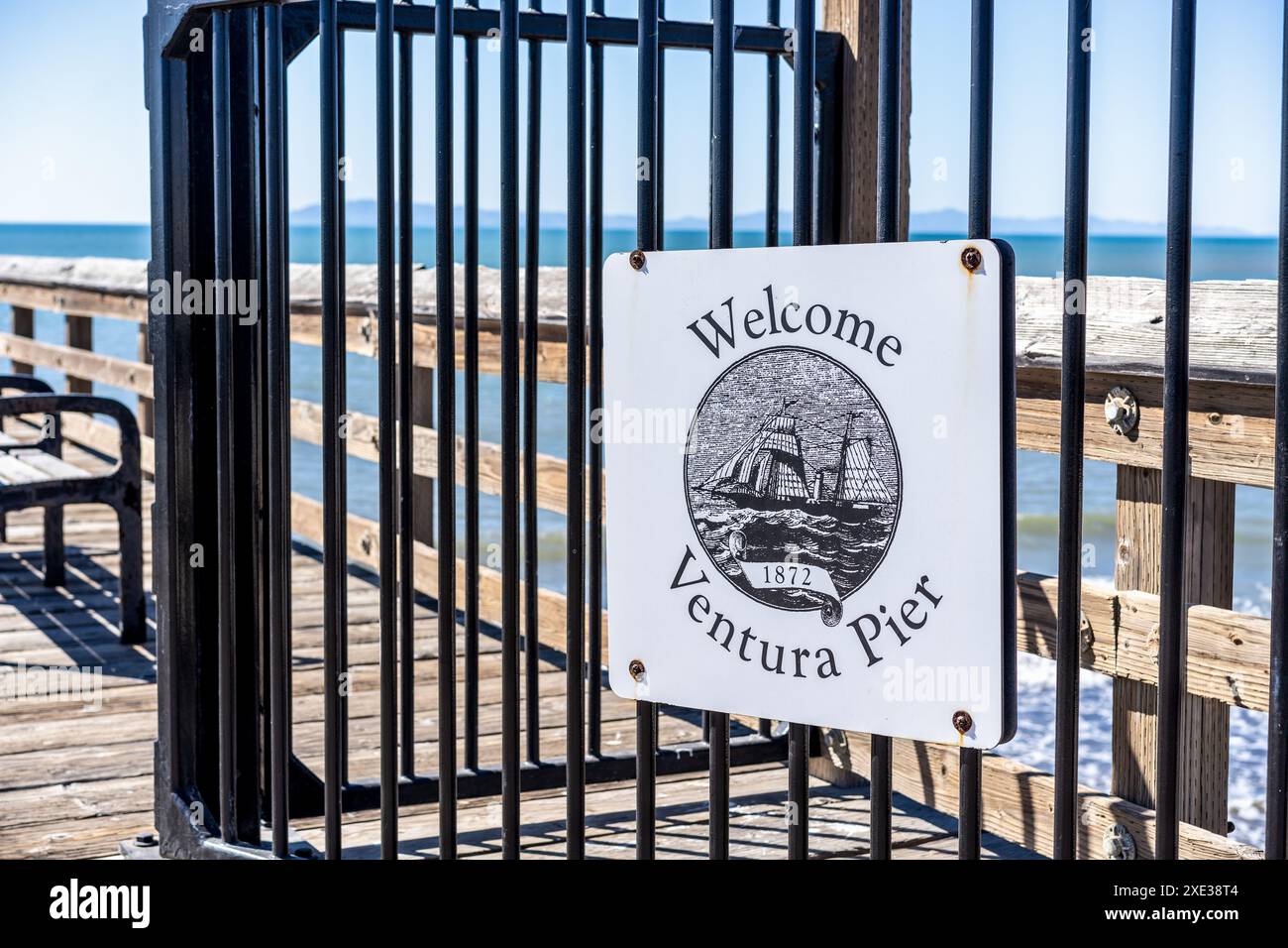 Ventura Pier's gate in California Stock Photo - Alamy