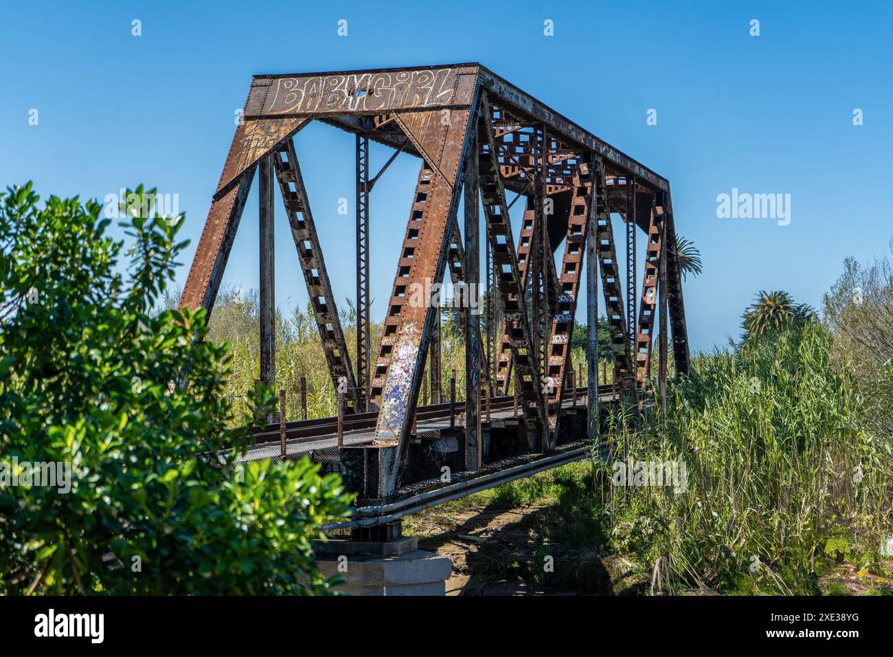 Railroad bridge across Ventura River estuary Stock Photo - Alamy