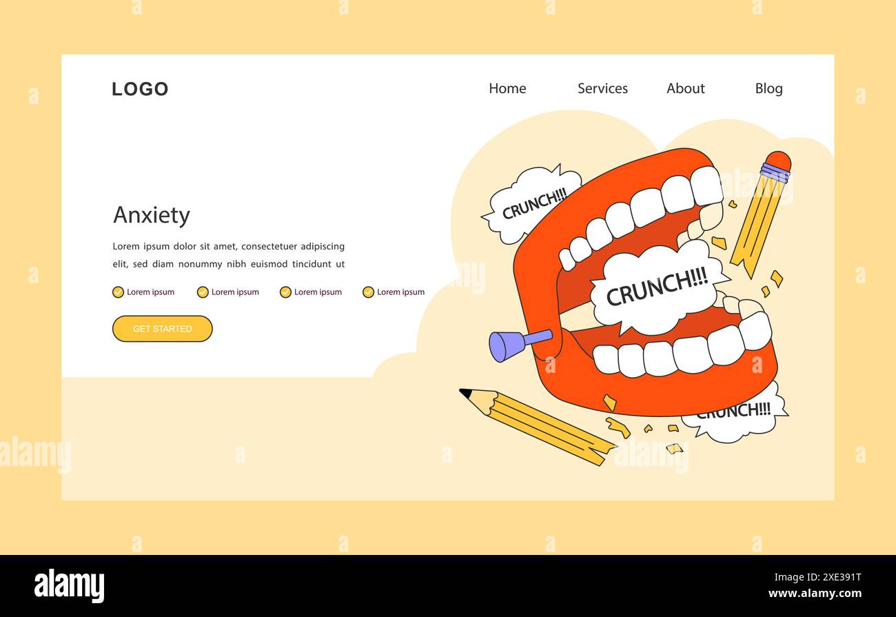Neurosis web banner or landing page. Chronic stress and anxiety mental ...