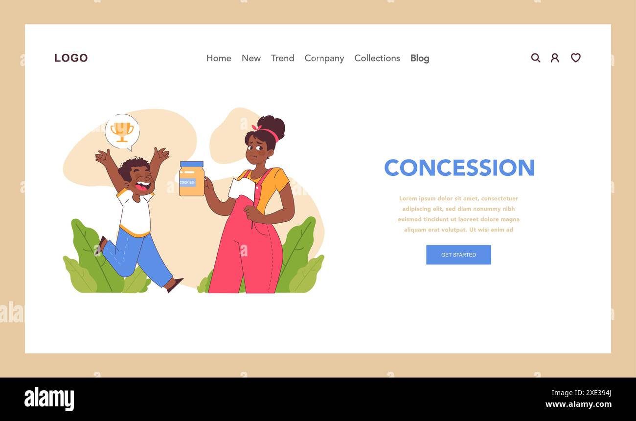 Concession concept. A cheerful child celebrates a victory as a woman ...