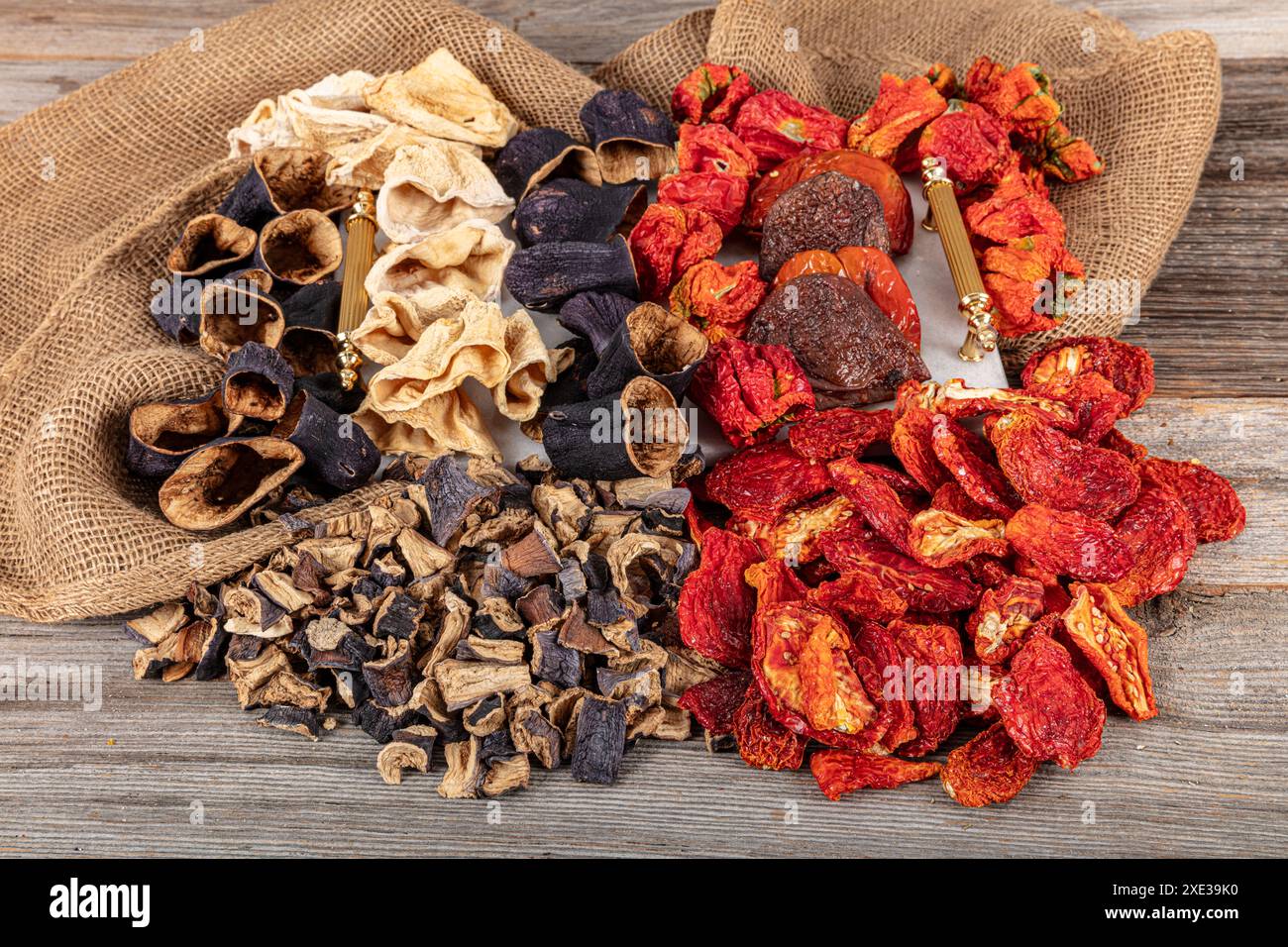 Dried local vegetables. Sun dried peppers, eggplants, zucchini and okra ...