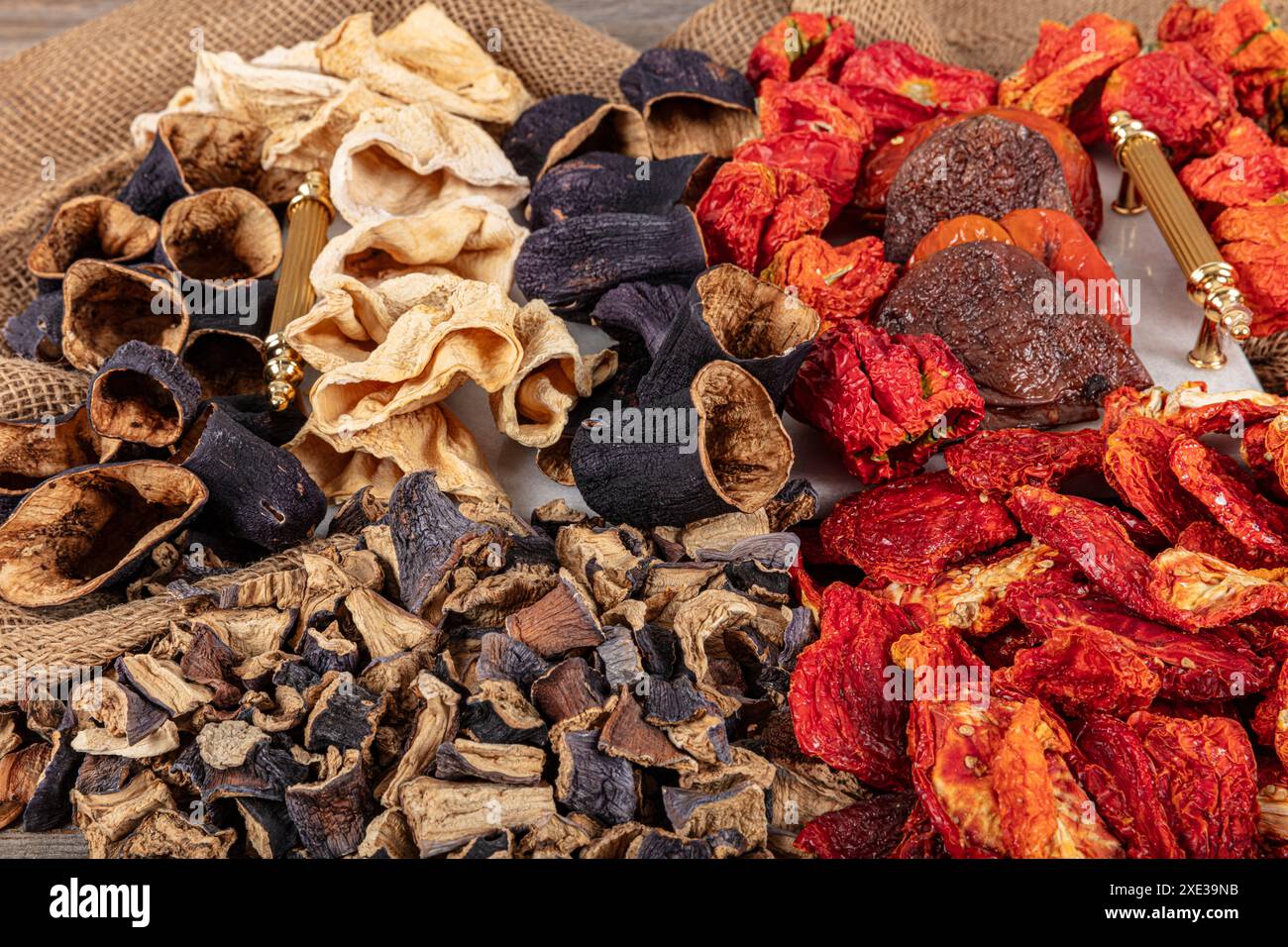 Dried local vegetables. Sun dried peppers, eggplants, zucchini and okra ...
