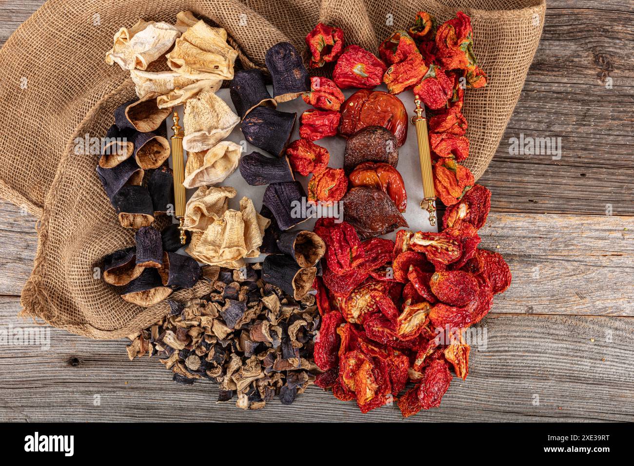 Dried local vegetables. Sun dried peppers, eggplants, zucchini and okra ...