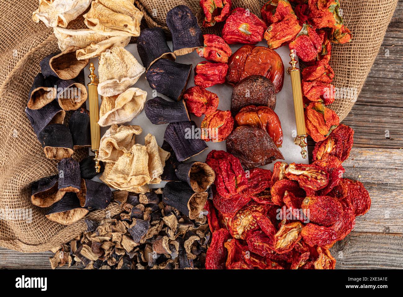 Dried local vegetables. Sun dried peppers, eggplants, zucchini and okra ...