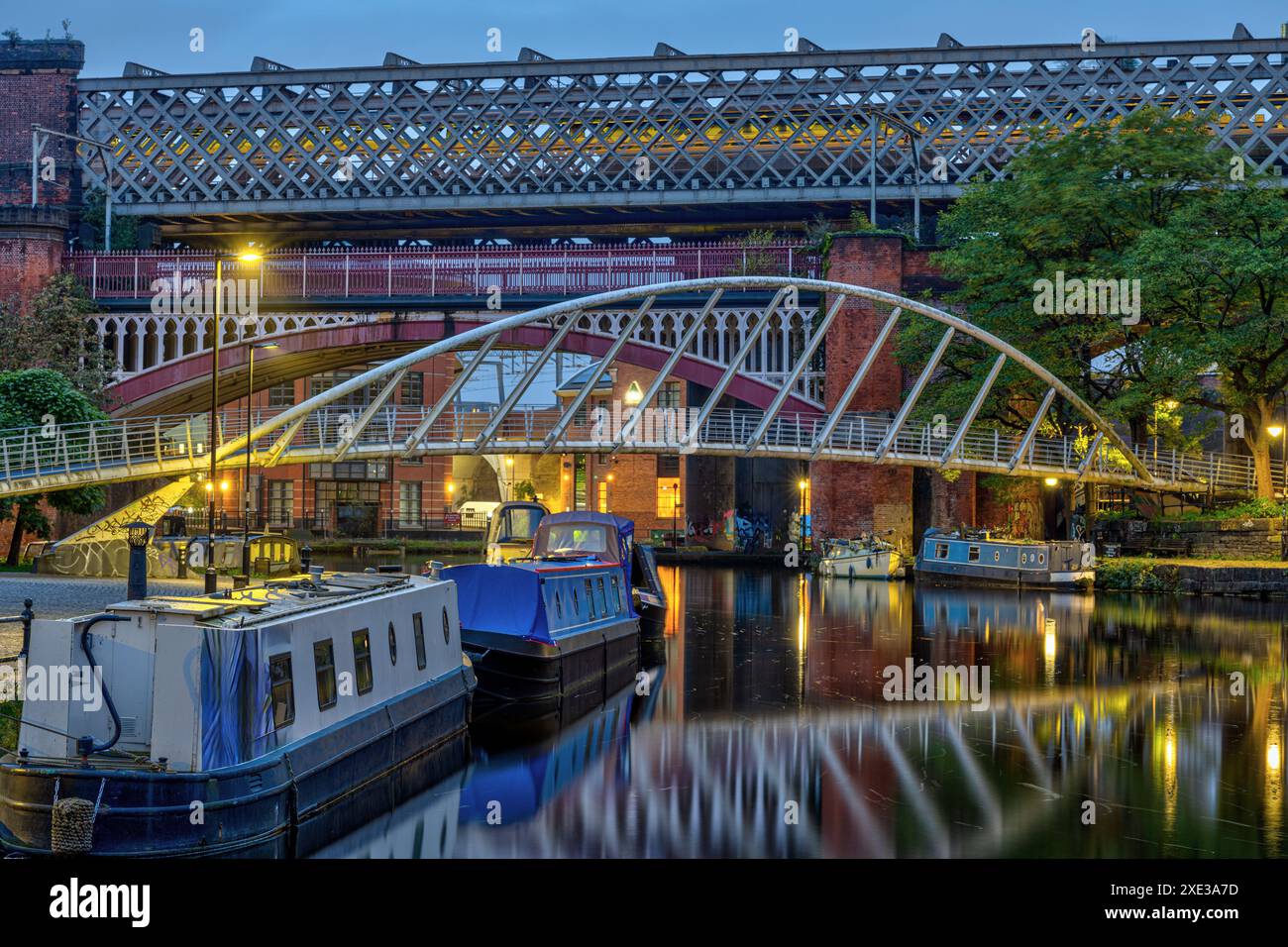 The famous Castlefield Viaduct in Manchester, UK, at dawn Stock Photo ...