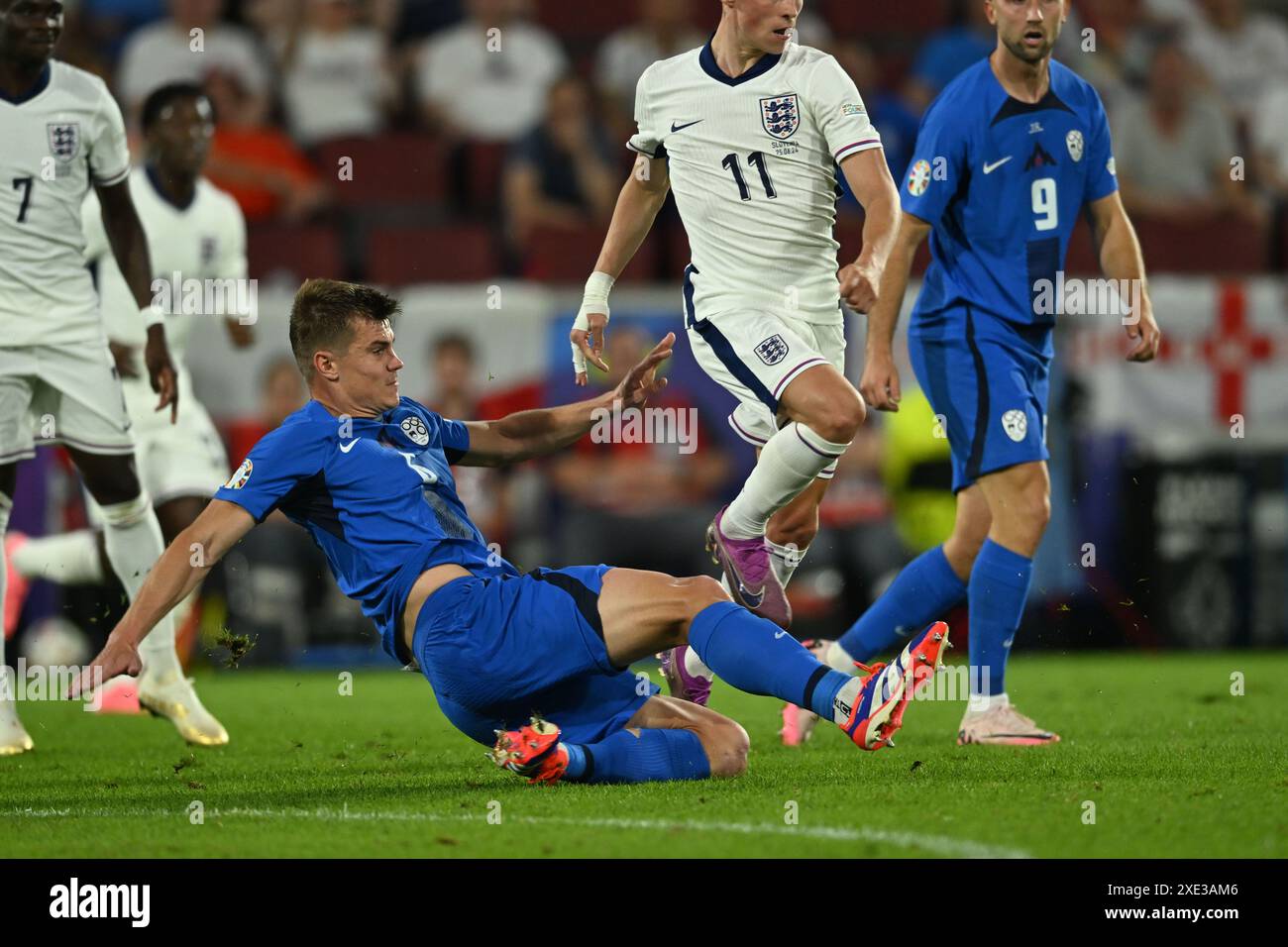 Jaka Bijol (Slovenia)Phil Foden (England) during the UEFA Euro Germany ...