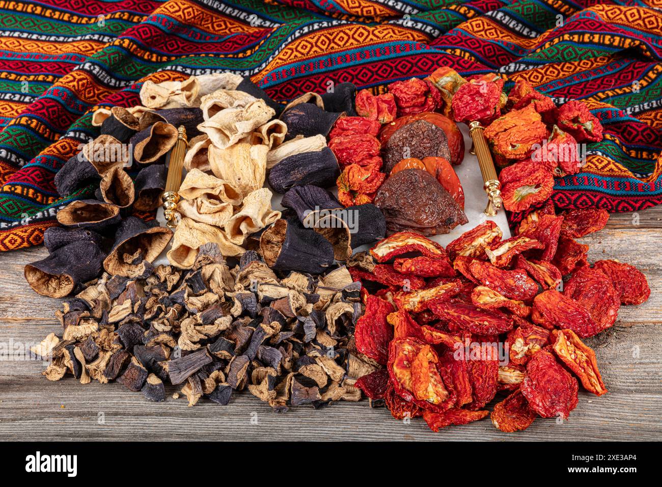 Dried local vegetables. Sun dried peppers, eggplants, zucchini and okra ...