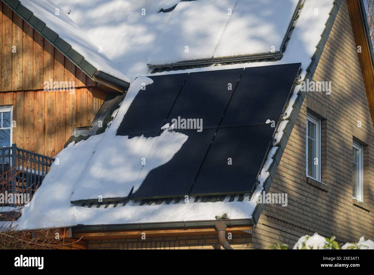 Solar water heater and solar power plant on a roof of residential house ...