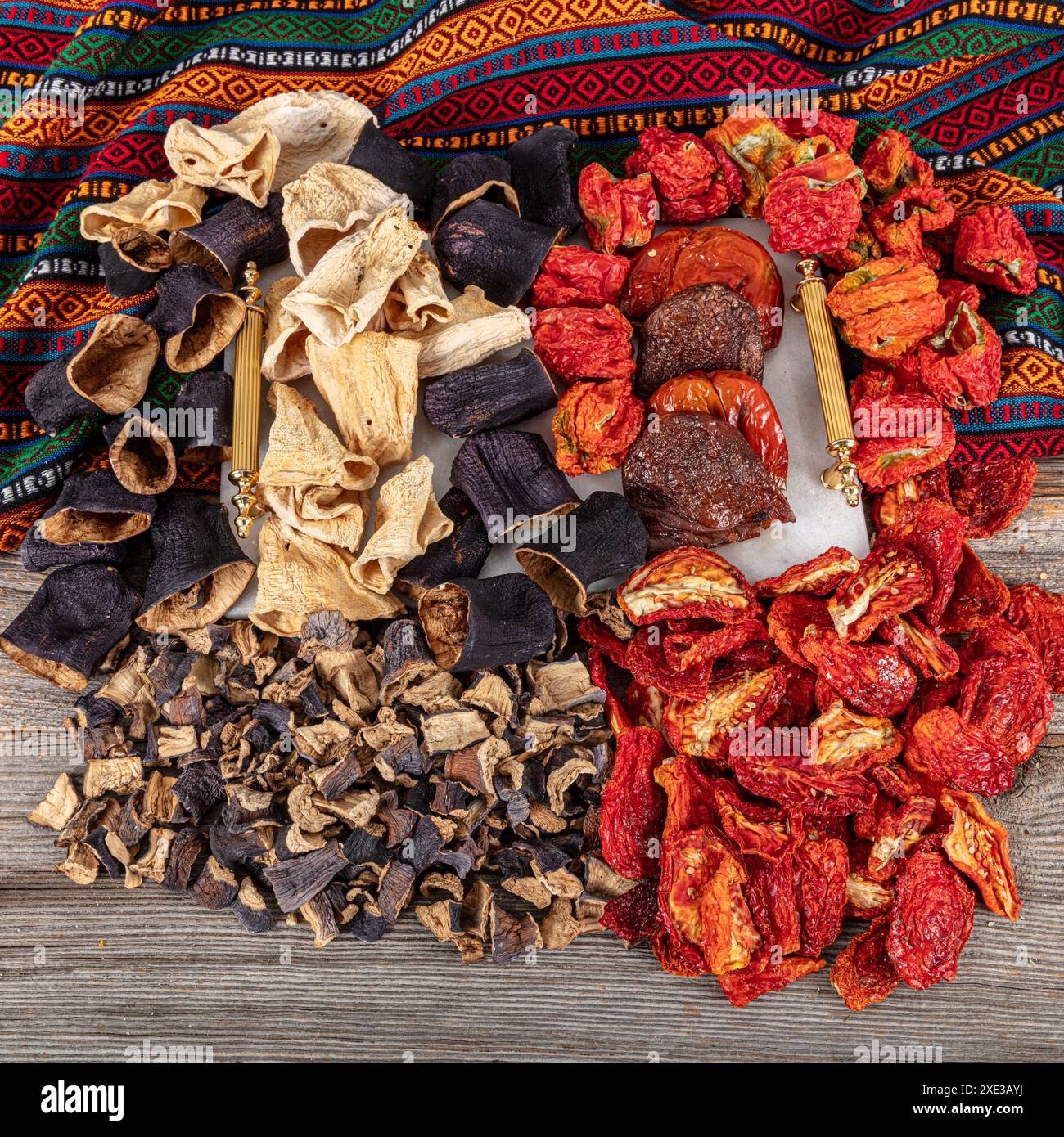 Dried local vegetables. Sun dried peppers, eggplants, zucchini and okra ...